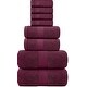 White Classic Luxury Cotton 8Pc Multi Size Towel Set [2 Bath Towels, 2 ...